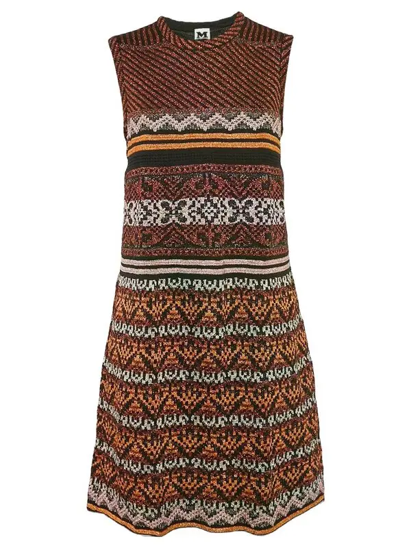 Missoni Ribbed-knit Geometric Dress - Brown