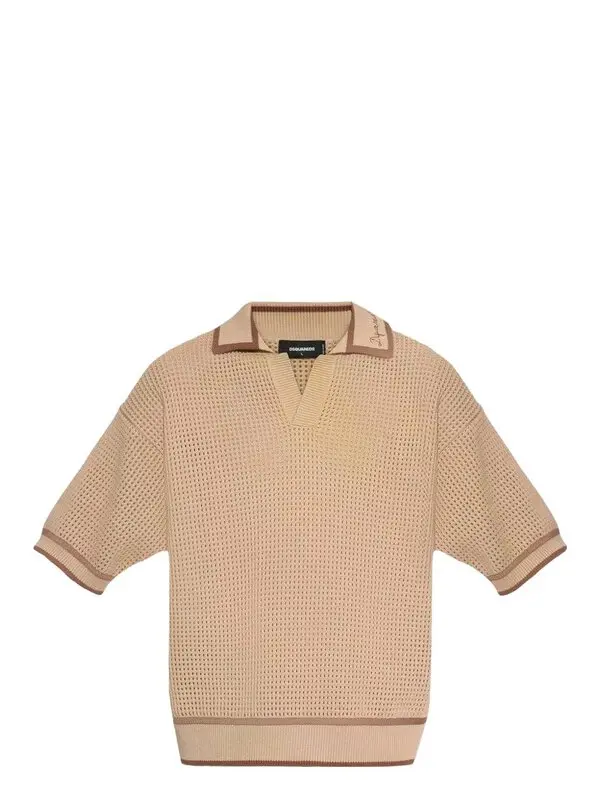 Dsquared2 Open Knit Embroidered T-shirt - Neutrals