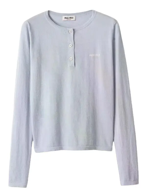 Miu Miu Henley Cashmere T-shirt - Blue
