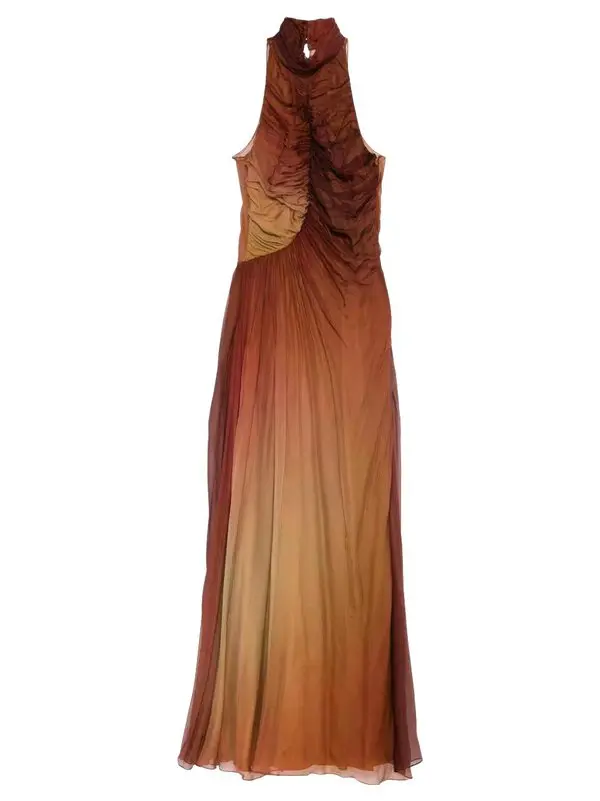 BOTSI Ruched Halterneck Dress - Brown
