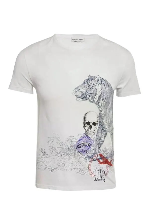 Alexander McQueen Skull Print Jersey T-shirt - White