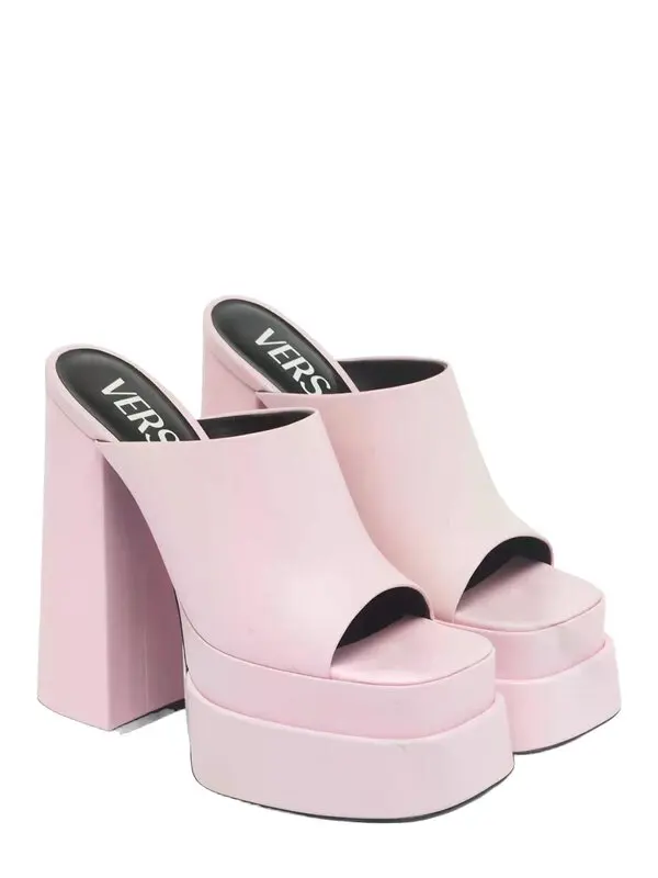Versace Leather Platform Sandals - Pink