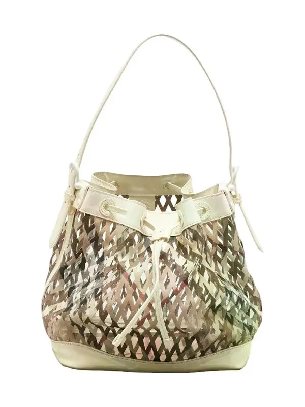 Burberry Laser-cut Drawstring Shoulder Bag - White