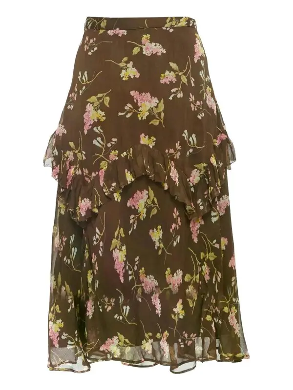 Polo Ralph Lauren Floral-print Midi Skirt - Brown