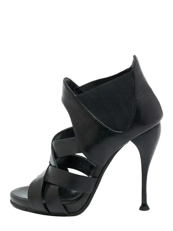 GIUSEPPE ZANOTTI Criss-cross Leather High Heel Sandals - Black