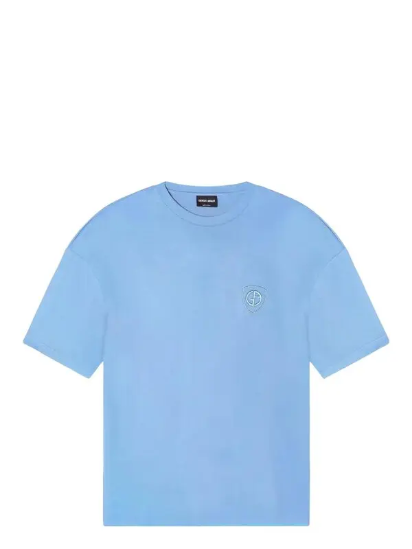 Giorgio Armani Organic Cotton Interlock Crew-neck T-shirt - Blue
