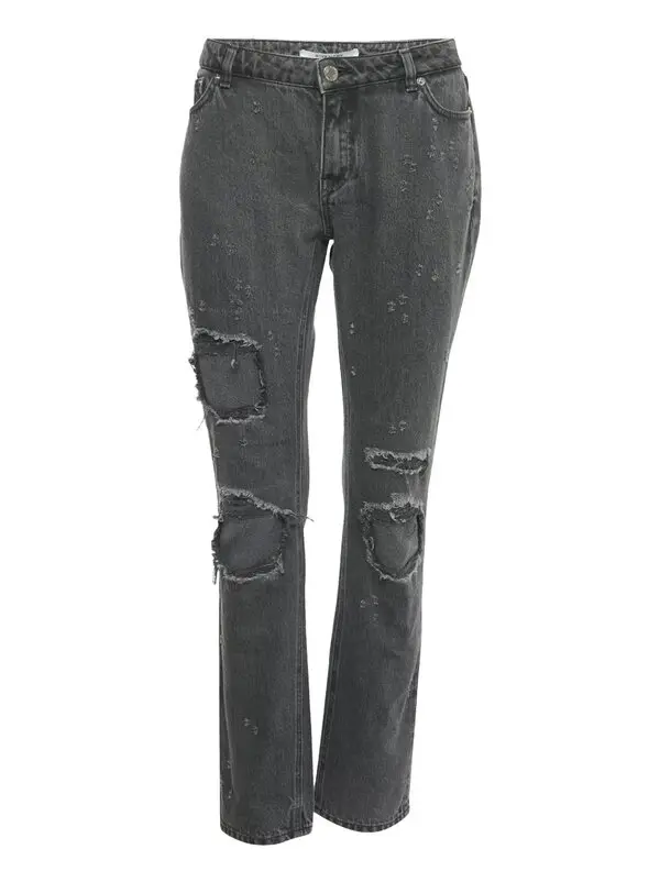 Givenchy Distressed Straight Leg Denim Jeans - Grey