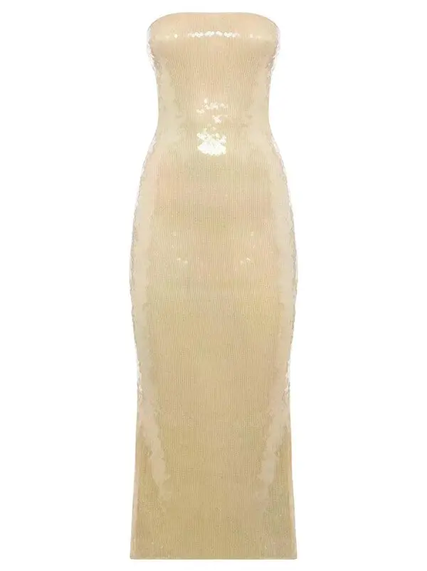 Oseree Marylin Sequin Midi Dress - Neutrals