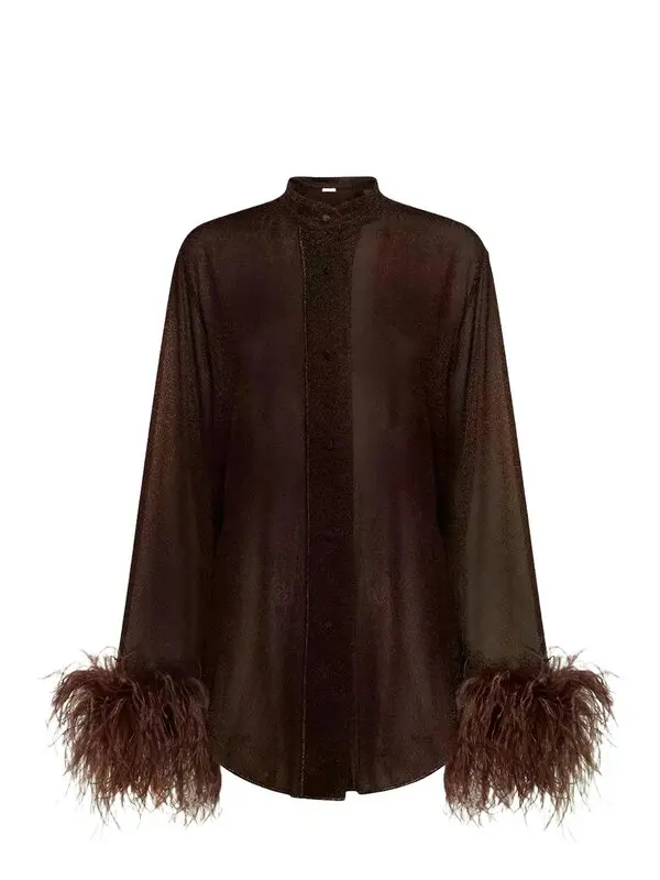 Oseree Lumière Plumage Long-sleeve Shirt - Brown
