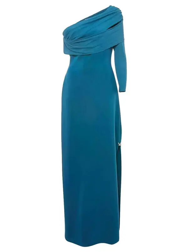 CHATS BY C.DAM Draped One-sleeve Maxi Dress - Blue