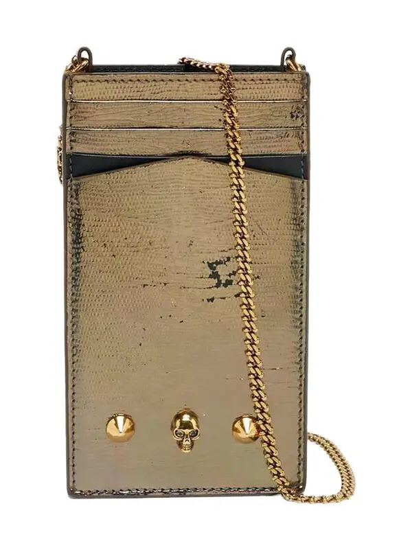 Alexander McQueen Skull Phone Crossbody - Gold