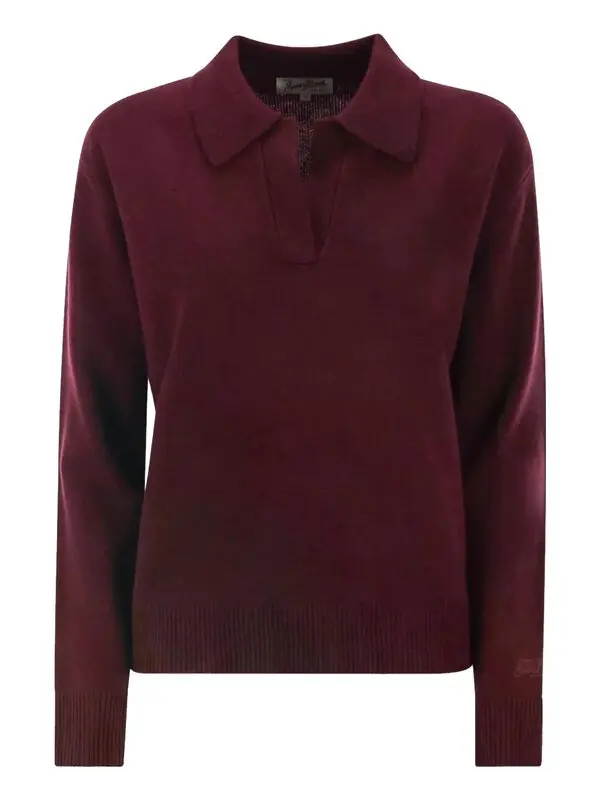 MC2 SAINT BARTH Polo-neck Ribbed Sweater - Red