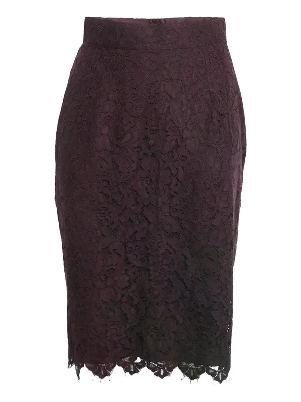Dolce & Gabbana Lace-detail Midi Skirt - Purple
