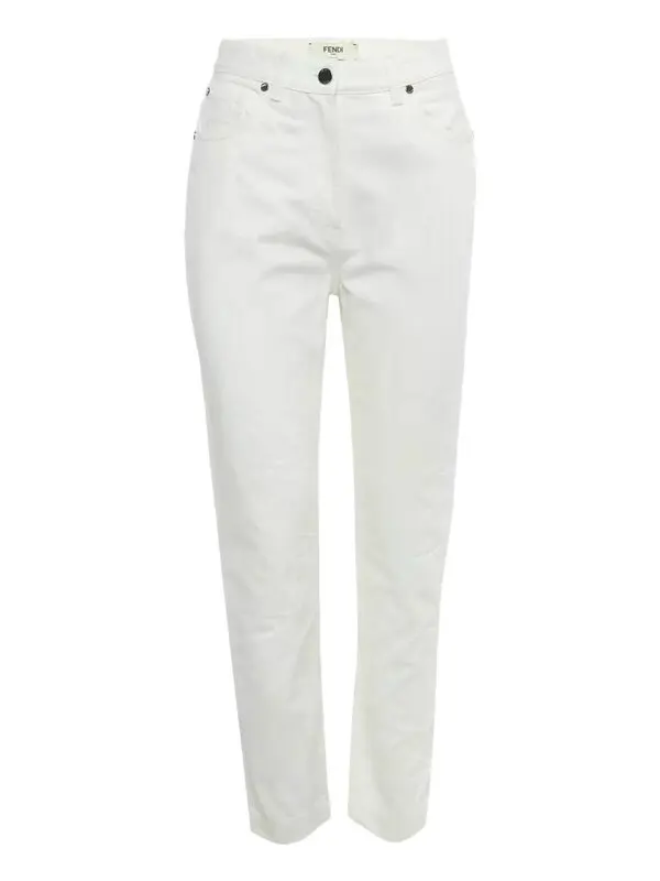 Fendi Embossed Logo Denim Trousers - White