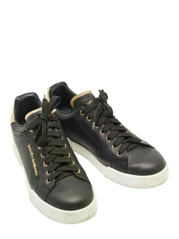 Dolce & Gabbana Portofino Pearl-embellished Sneakers - Black