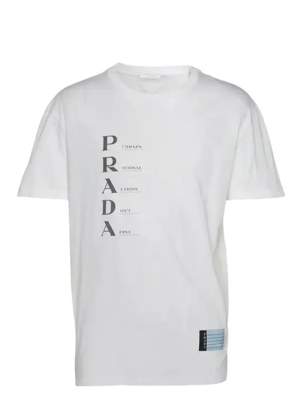 Prada Acronym Print Cotton T-shirt - White