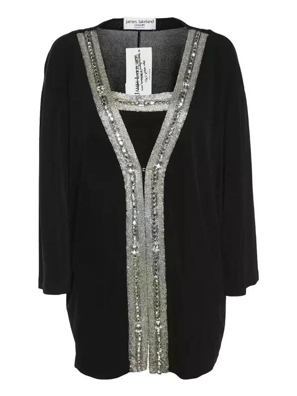 JAMES LAKELAND Embellished Long Sleeve Cardigan - Black