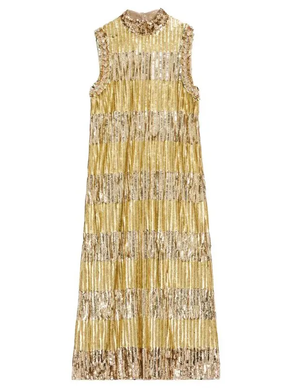 Valentino Garavani Embroidered Tulle Illusione Midi Dress - Bronze/silver