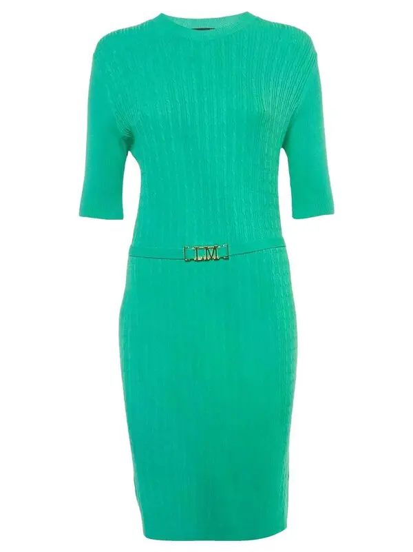 Moschino Knitted Belted Midi Dress - Green
