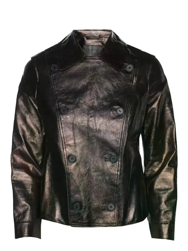 ALLSAINTS Double-breasted Metallic Jacket - Brown