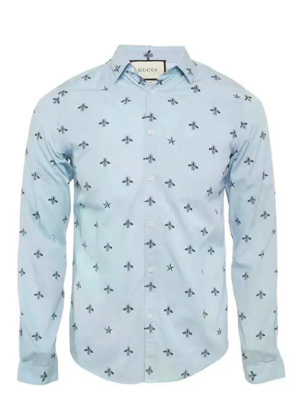 Gucci Bee-print Shirt - Blue
