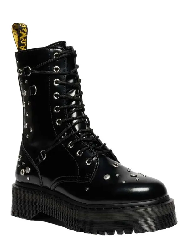 Dr. Martens Jadon Hi Studded Leather Platform Boots - Black