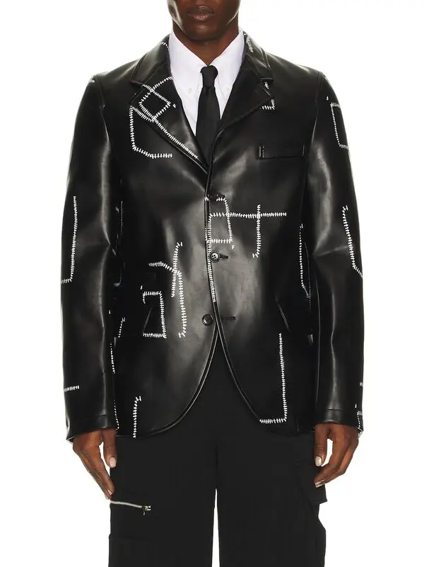 Comme Des Garçons Filip Pagowski Print Blazer In Black - Black & White