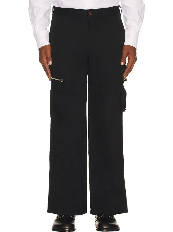 Comme Des Garçons Garment Treated Cargo Pocket Pant - Black
