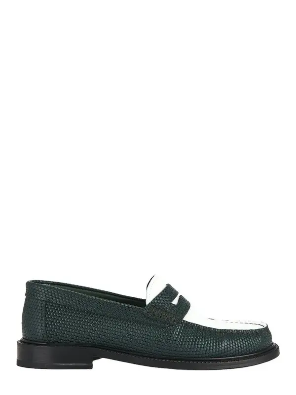 VINNY'S Yardee Moccasin Loafer - Embossed Green Two Tone Leather