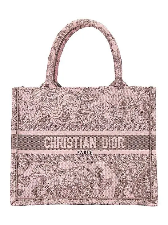 FWRD RENEW Dior Toile De Jouy Embroidery Book Tote Bag - Pink