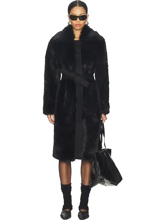 LA LIGNE Alpine Faux Fur Coat - Black