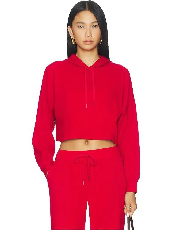 Beyond Yoga Breathe Easy Ribbed Cropped Hoodie - Holly Red