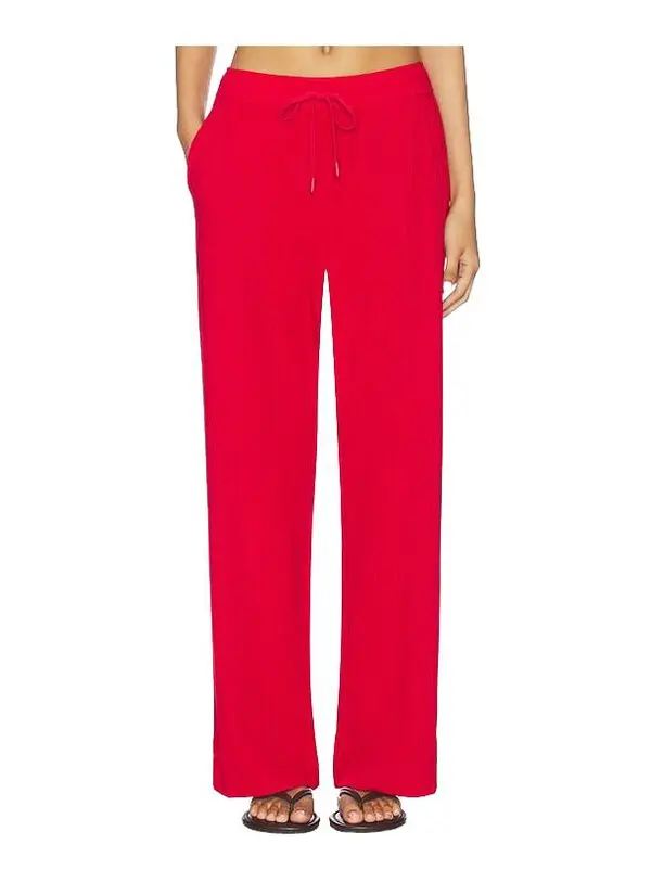 Beyond Yoga Breathe Easy Ribbed Wide Leg Pant - Holly Red