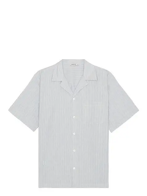 Simkhai Poe Camp Shirt In Blue - Haze Stripe