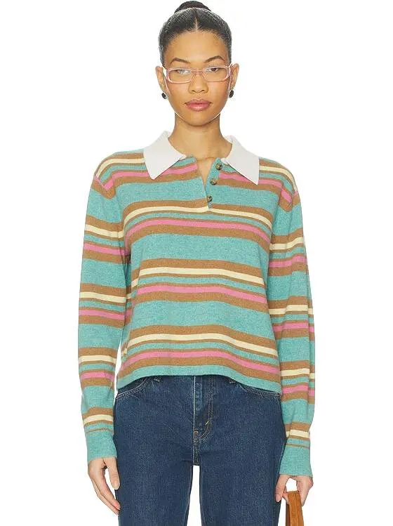 Guest In Residence Cropped Stripe Rugby Sweater - Glacier Combo