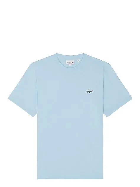 Lacoste Heavy Jersey Landscape Crocodile Print T-shirt In Baby Blue - Overview