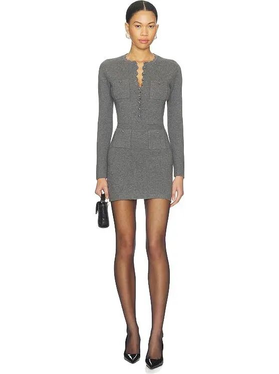 SELF-PORTRAIT Knit Mini Dress - Grey