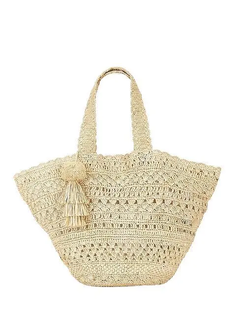 BTB LOS ANGELES Mikala Raffia Tote - Natural