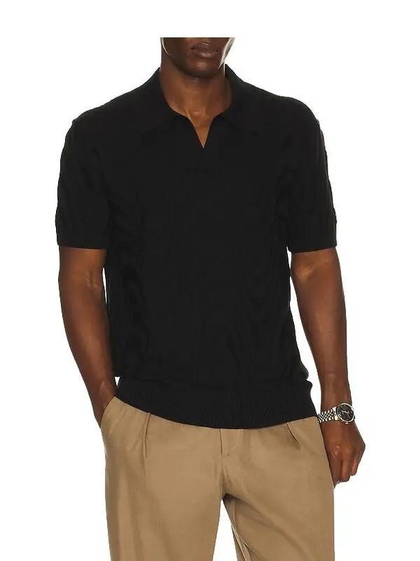 Frescobol Carioca Rino Jacquard Knit Polo - Black