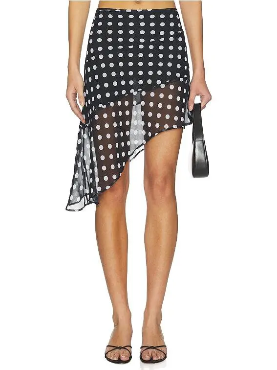 BELLA VENICE Polyester Skirt - Black & White Dot