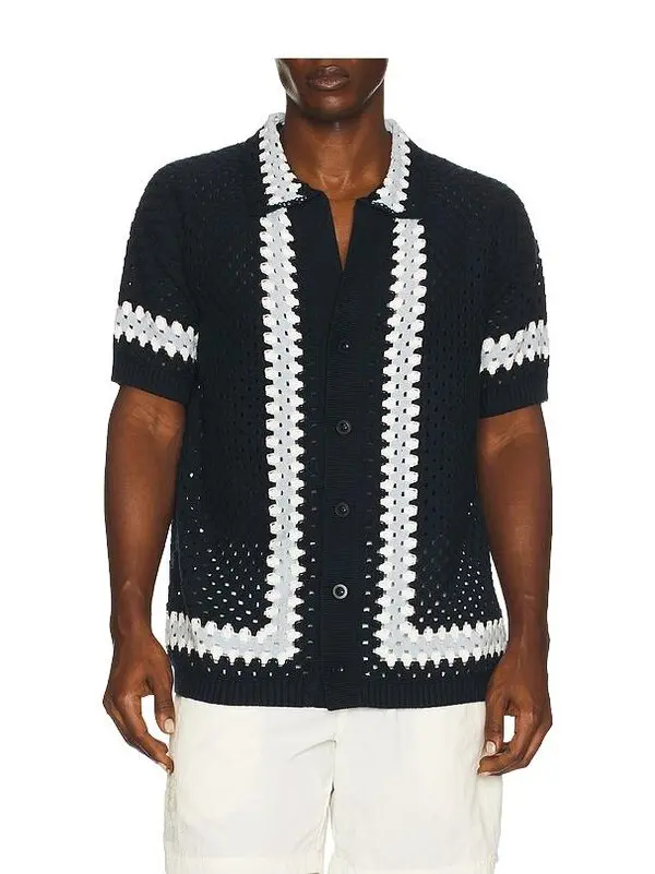 Frescobol Carioca Marques Crochet Cardigan Shirt - Navy