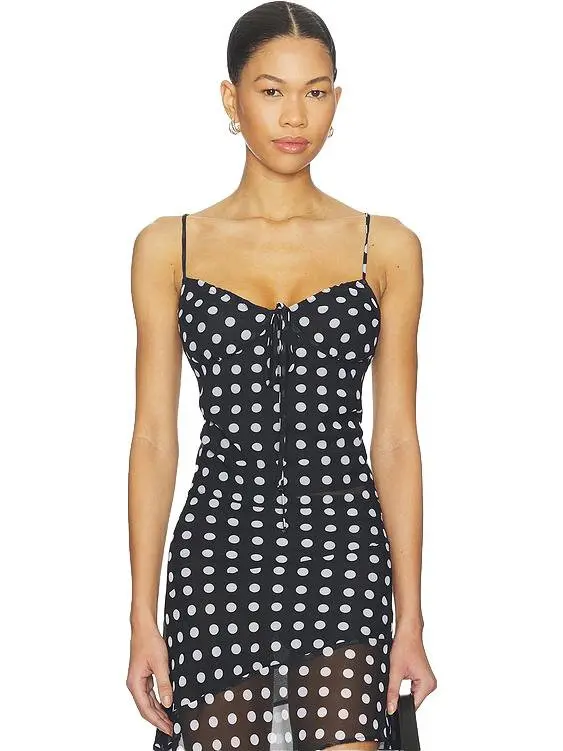 BELLA VENICE The Josephine Top - Black & White Dot