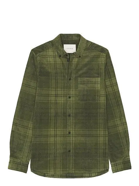 LES DEUX Kash Check Corduroy Shirt In Green - Duffel Bag