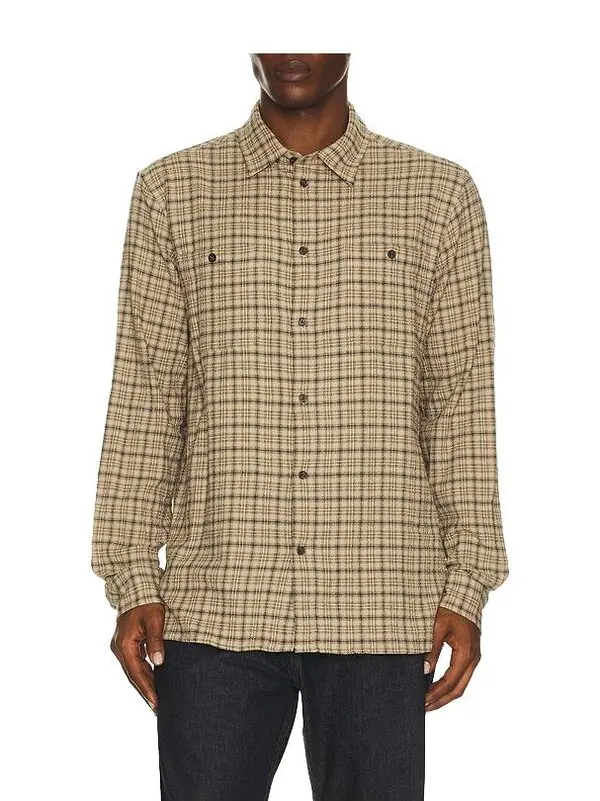 LES DEUX John Check Shirt In Brown - Dark Sand