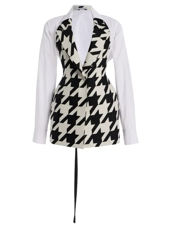 LAQUAN SMITH Houndstooth Tailored Mini Dress - Black,white