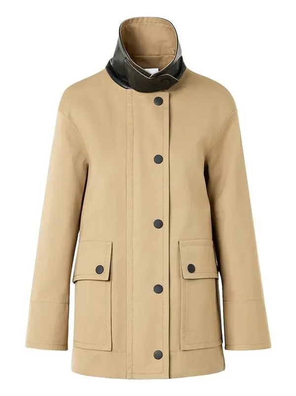 Akris Cotton Gabardine Parka Jacket With Faux-leather Collar - Beige/black