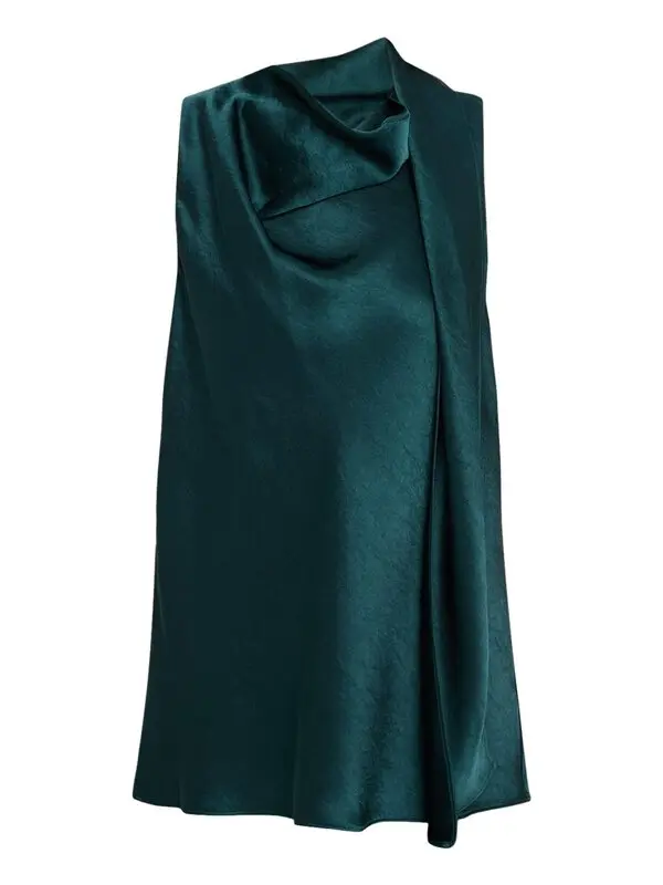 Vince Sleeveless Satin Scarf Top - Juniper