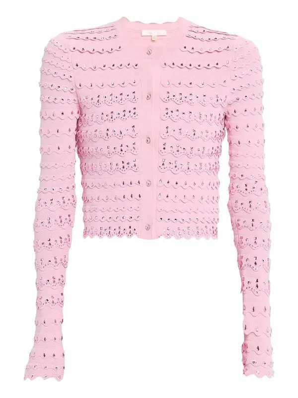 LoveShackFancy Ferris Sequined Scallop Cardigan - Ballet Sli