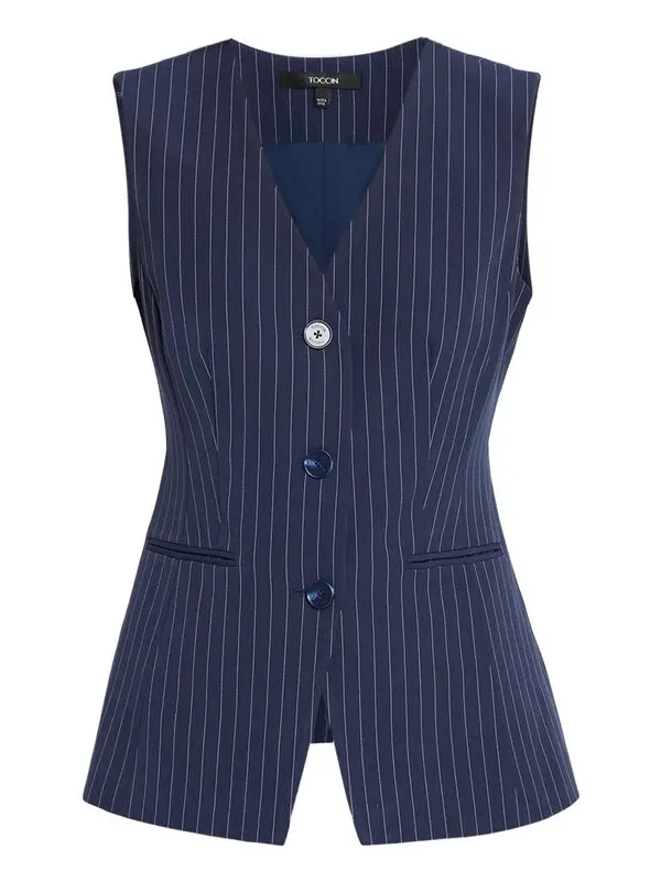 TOCCIN Tibbie Striped Cutaway Vest - Outsp