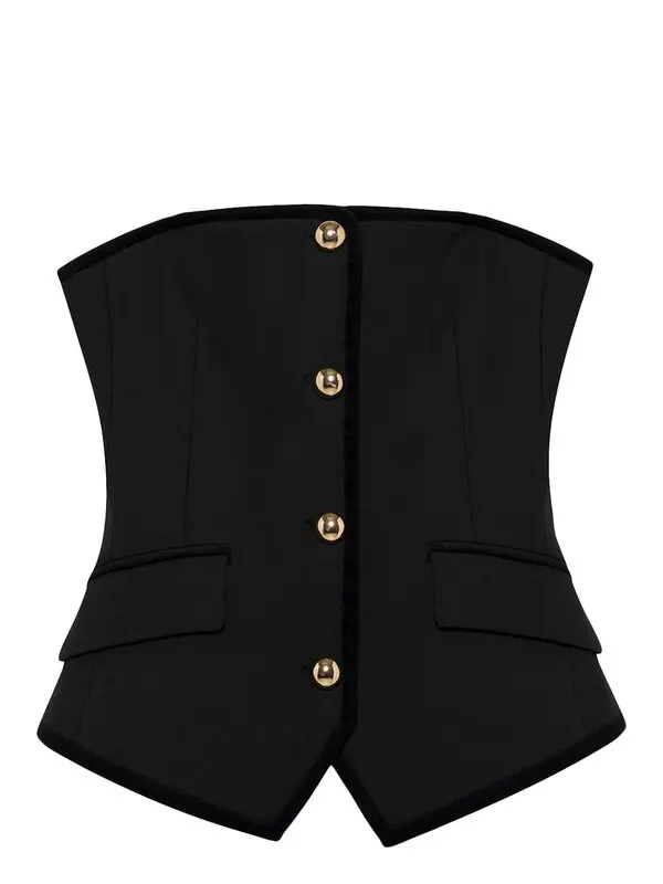 Simkhai Cambrie Button-front Bustier Top - Black